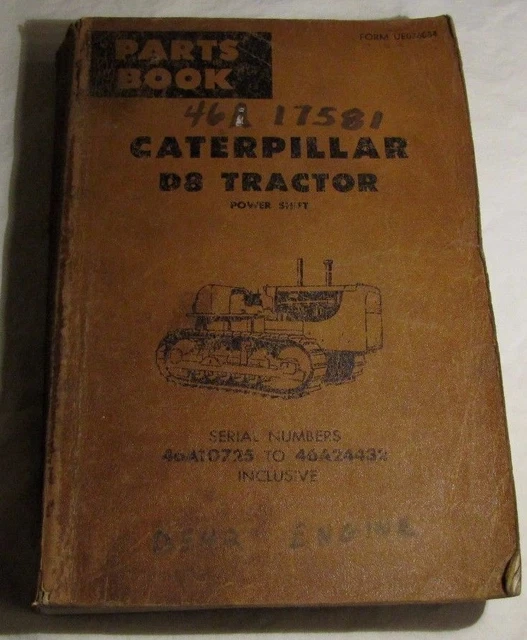 Caterpillar Cat D8 Power Shift Tractor Bulldozer Parts List Manual Book