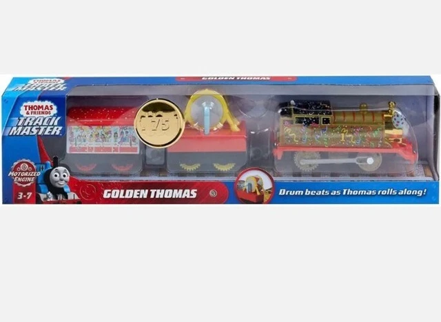 THOMAS AND FRIENDS Trackmaster Motorised Engine Golden Thomas Train Set ...