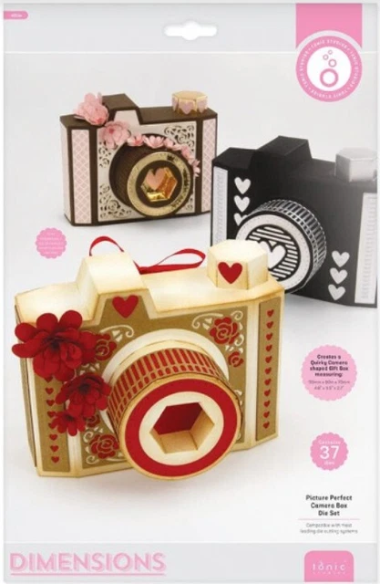 17 - TONIC Studios Picture perfect camera 3d gift box metal cutting die ...
