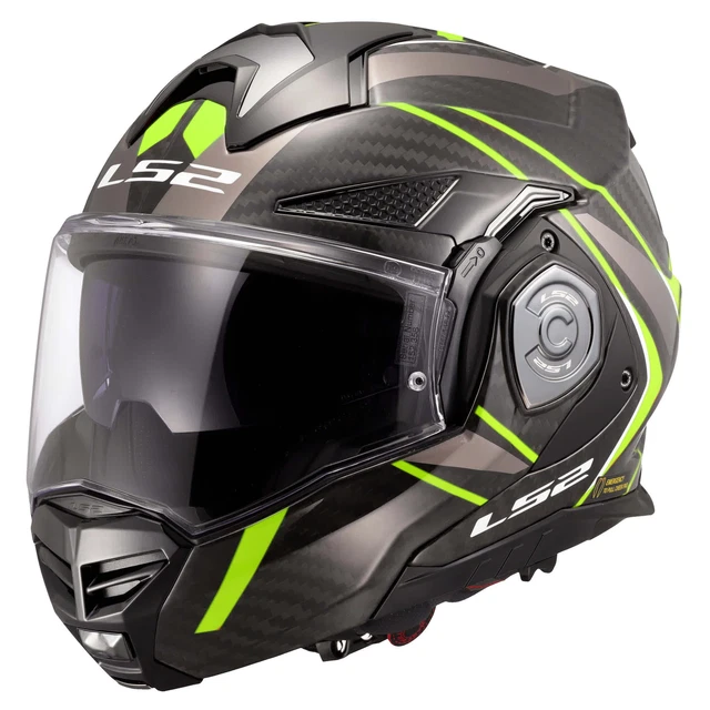 HELMET MODULAR REVERSIBLE LS2 FF901 ADVANT-X CARBON Future II Yellow Hi ...