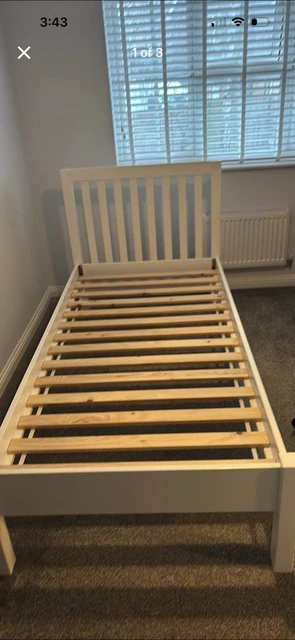 DUNELM WHITE SINGLE Wooden Bed £83.90 - PicClick UK