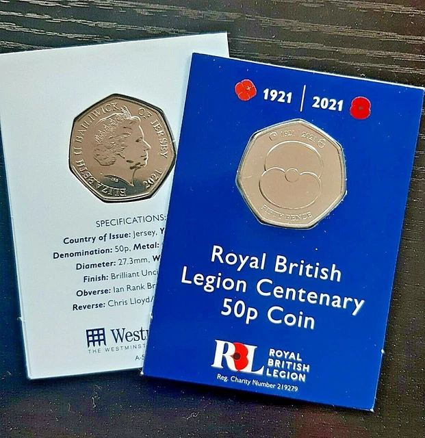 2021 ROYAL BRITISH Legion Centenary Remembrance Day Poppy BUNC 50p Coin ...