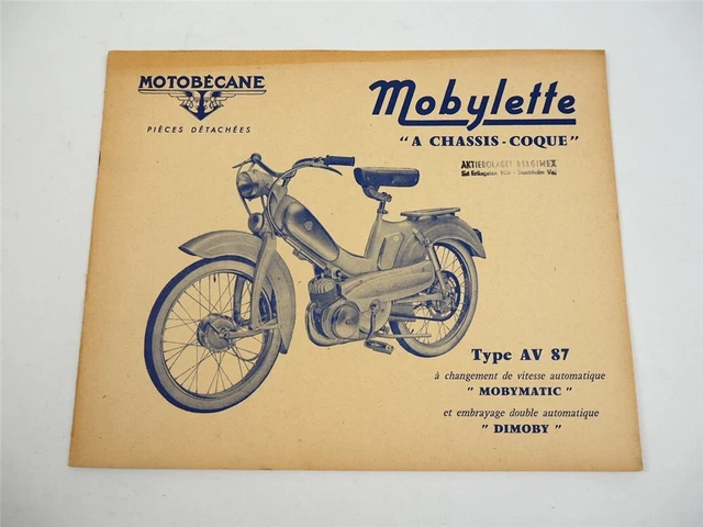MOTOBECANE MOBYLETTE AV AU 87 liste de pièces détachées pièces ...