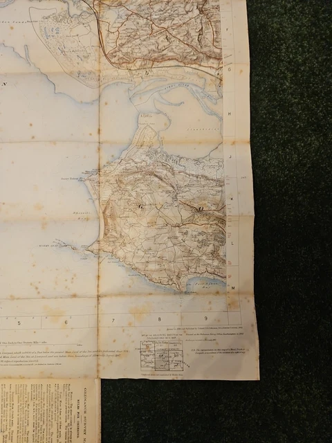 ORDNANCE SURVEY CLOTH Map Of Carmarthen Circa 1918 £15.00 - PicClick UK