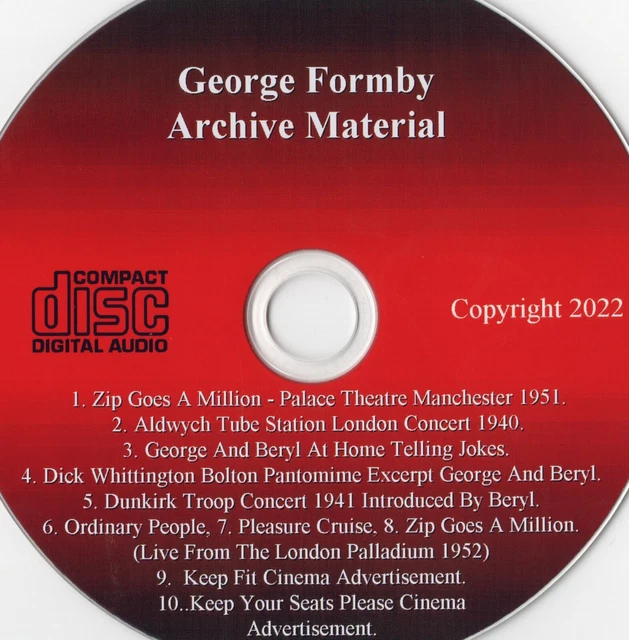 GEORGE FORMBY CD Archive Material Some Unreleased From George's Own ...