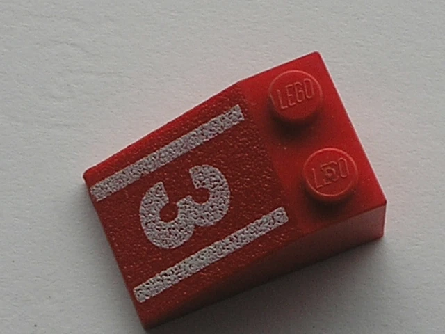 LEGO RED SLOPE 33 3x2 with Number 3 Pattern Ref 3298p56 Set 1477 1992 ...