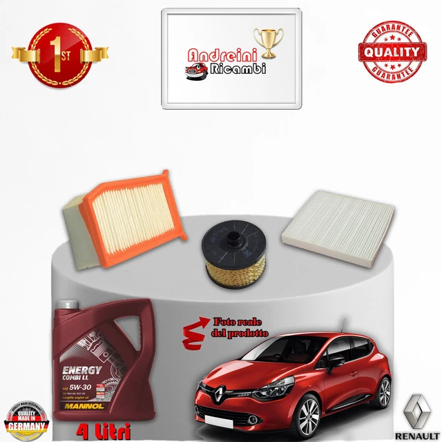 KIT INSPECCIÓN FILTROS + Aceite Renault Clio IV 0.9 Tce 66KW 90CV De ...
