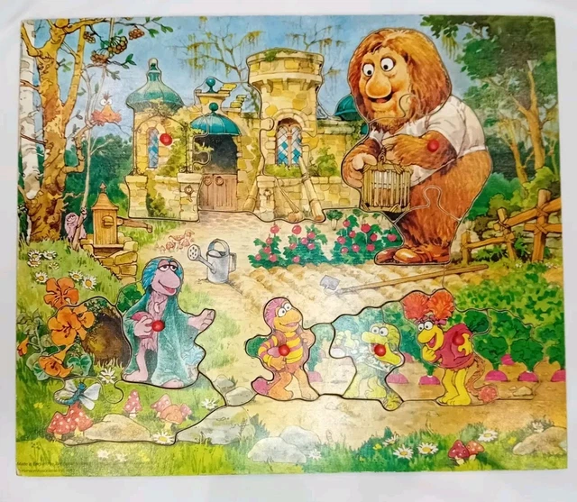 VINTAGE FRAGGLE ROCK Wooden Block Childrens Puzzle 1983 Jim Henson TV ...