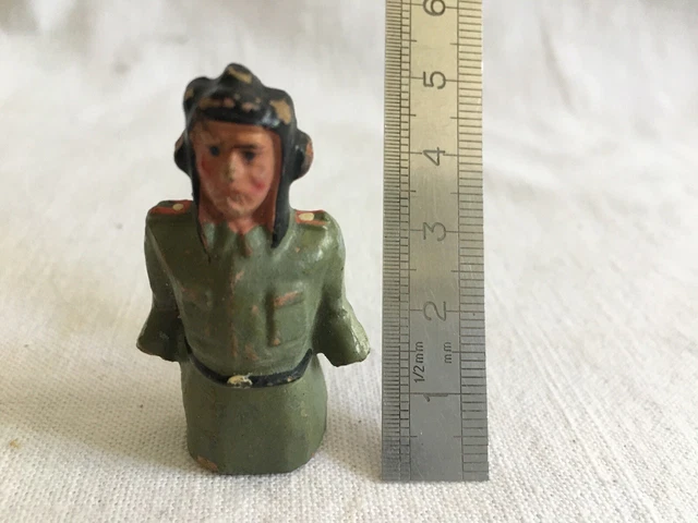 FIGURINE ELASTOLIN, LINEOL ? Buste de pilote de véhicule blindé WW2 ...