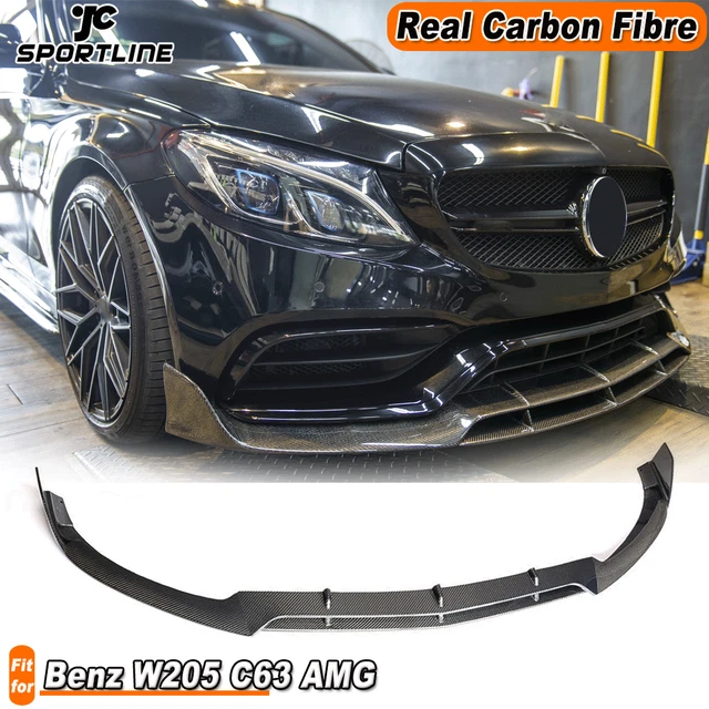 CARBON FIBER FRONT Bumper Chin Lip Spoiler Fit For Benz W205 C63 AMG ...