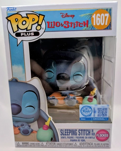 FUNKO POP! SLEEPING Stitch In Box Flocked #1607- GameStop Ex. w ...