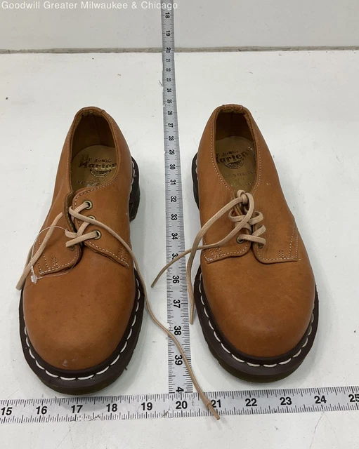 DR. MARTEN 1461 Oxford Tan Nubuck Suede White Welt Stitched Lace Shoes ...