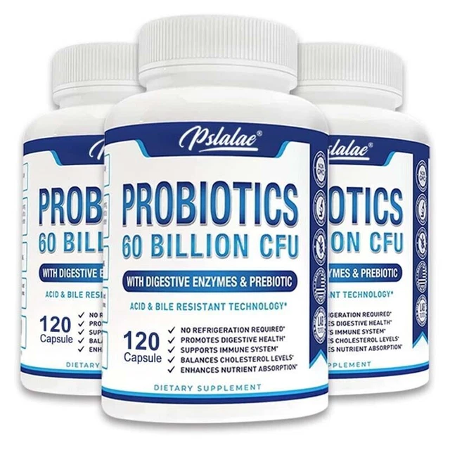 PROBIOTICS 60 BILLION CFU - Digestive Enzymes,Prebiotic,for Digestive&Gut Health £6.70 - PicClick UK
