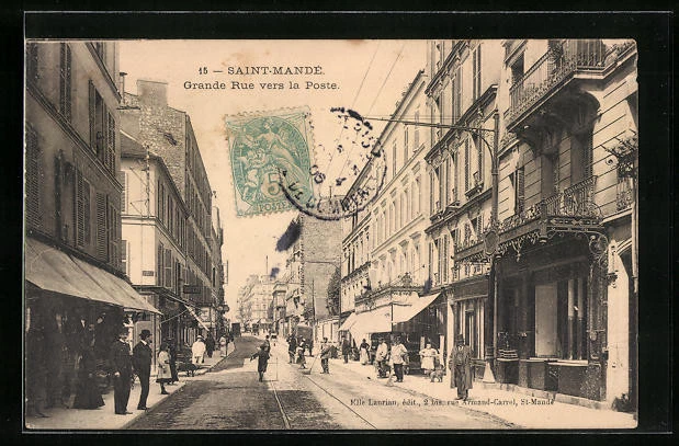 CPA SAINT-MANDÉ, GRANDE Rue vers la Poste, vue de la rue 1906 EUR 10,00 - PicClick FR