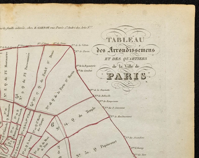 1836 - PLAN ancien et carte des arrondissements de Paris - Gravure ...