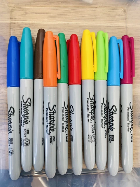 10 COLOURED SHARPIE Fine Point Pens. Permanent Marker. Full Size. £13. ...