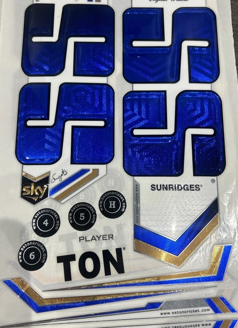 SS SKY CRICKET bat sticker 3d Embossed With Real Chrome Finish. BLUE 2 ...