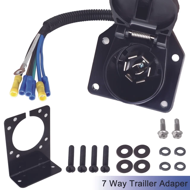 7 WAY RV-STYLE Blade Trailer Connector Socket Wiring Harness Mounting ...