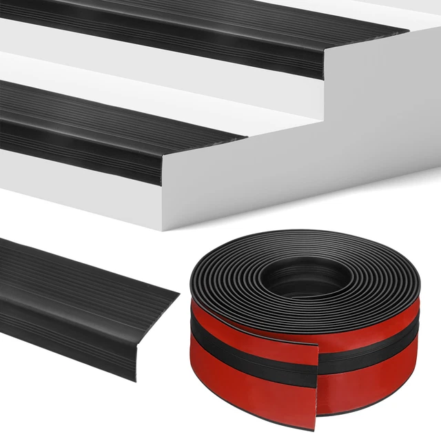 STAIR EDGE TRIM 20FT Vinyl Rubber Stair Nosing for Stairs [Black,0.98 ...