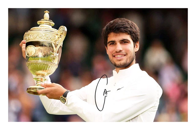 CARLOS ALCARAZ WIMBLEDON Tennis Champion Signed Autograph Photo Print ...