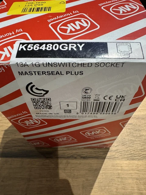 MK MASTERSEAL PLUS K56480GRY 13 amp 1-Gang Unswitched Socket, Grey ...