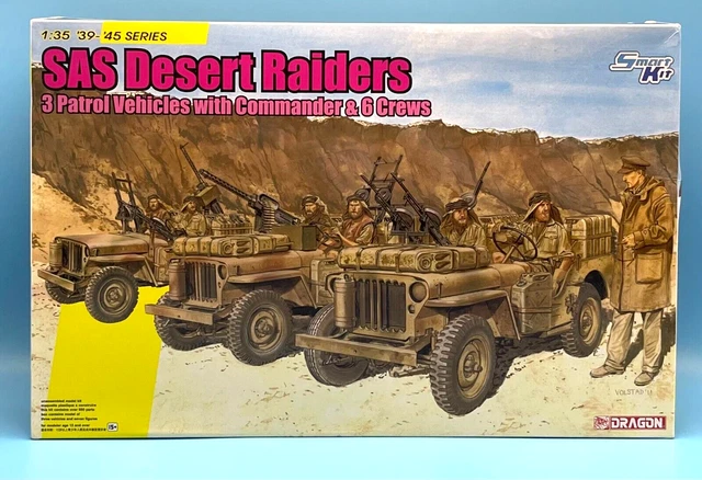 DRAGON 1/35 6931 SAS Desert Raiders 3 Patrol Vehicles with Commander ...