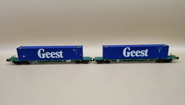 GRAHAM FARISH N Gauge 377-366 Intermodal Bogie Wagon Set with 'GEEST ...