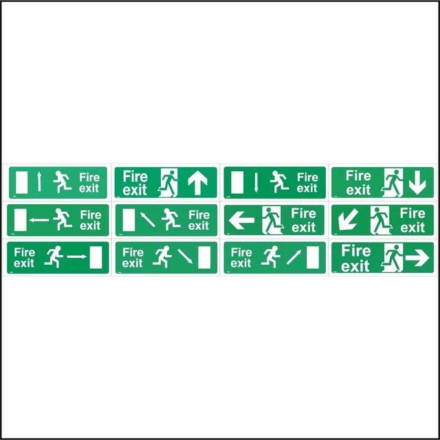 FIRE SAFETY SIGNS Arrow Left Right Above Below Down Direction Escape ...