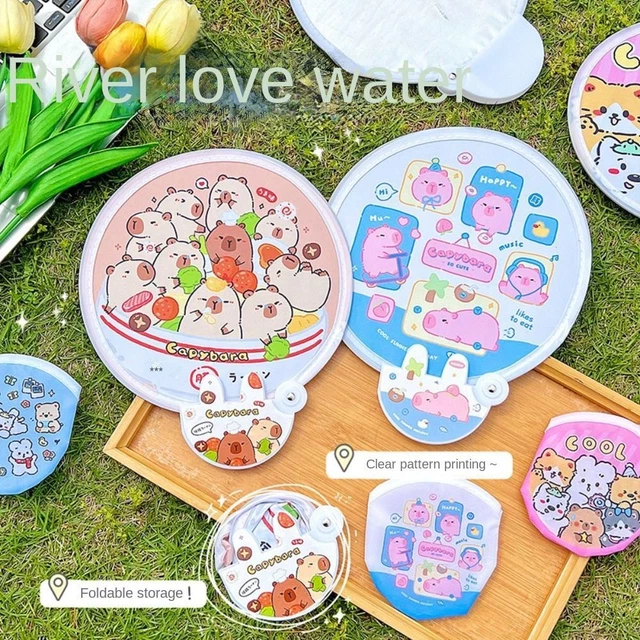 FOLDABLE KAPIBALA ROUND Fan Rabbit Mini Shrink Fan Portable Pocket Fans ...