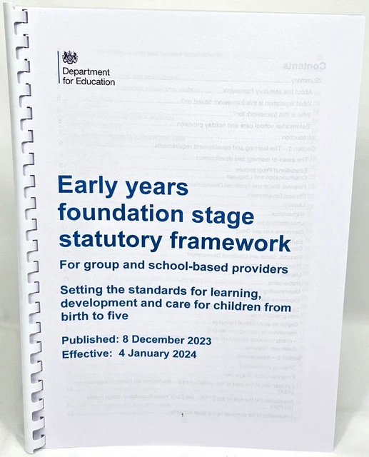 2024 EARLY YEARS EYFS Statutory framework For group and school-based ...