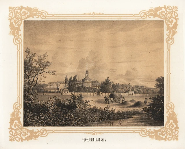 GOHLISER SCHLÖSSCHEN GOHLIS Leipzig Sachsen Lithographie Poenicke 1860 ...