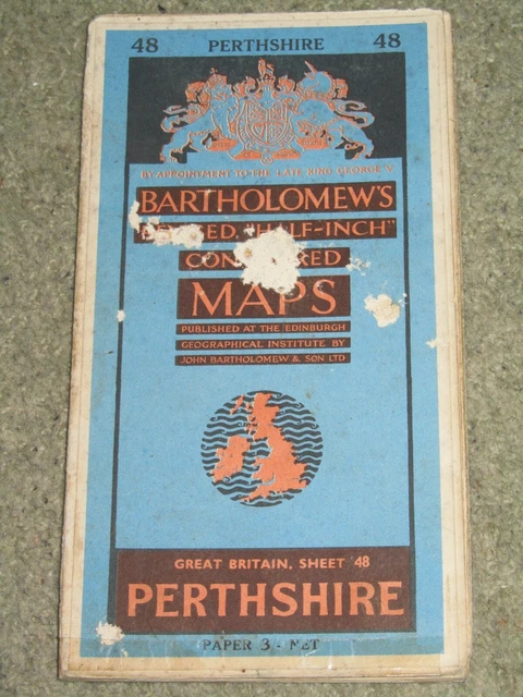 BARTHOLOMEWS REVISED HALF inch Map: sheet 48 Perthshire - 1961 on paper ...