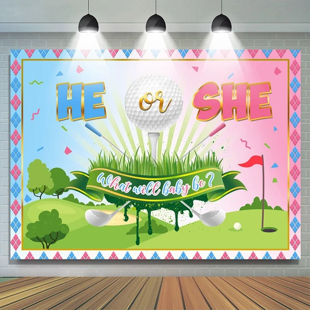 BLUE PINK GOLF Course Grass Baby Shower Backdrop $38.01 - PicClick AU