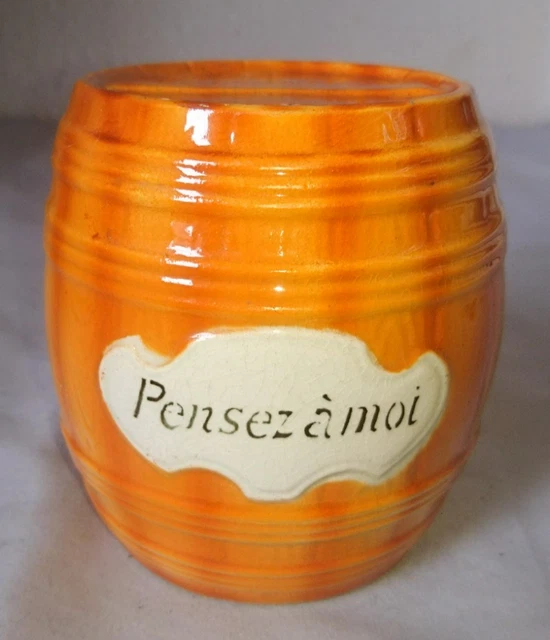 ANCIEN TIRELIRE A Casser Forme Tonneau Pensez A Moi Ceramique St ...