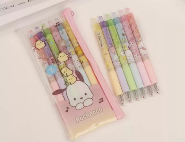 Sanrio Pochacco Hello Kitty My Melody Kuromi Pen Set With Pencil Case 6