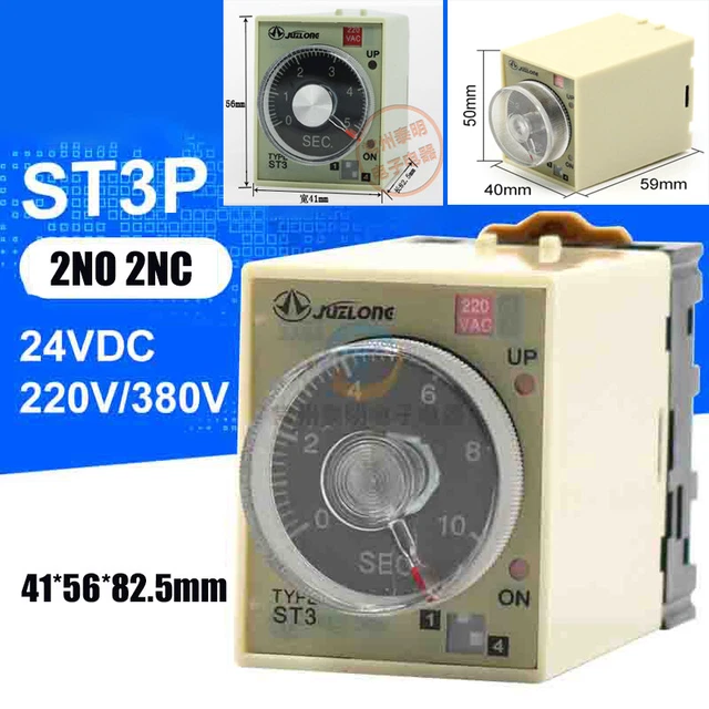 POWER ON DELAY Timer Time Relay ST3P 24VDC 220VAC 380VAC 8 Pins Timing ...