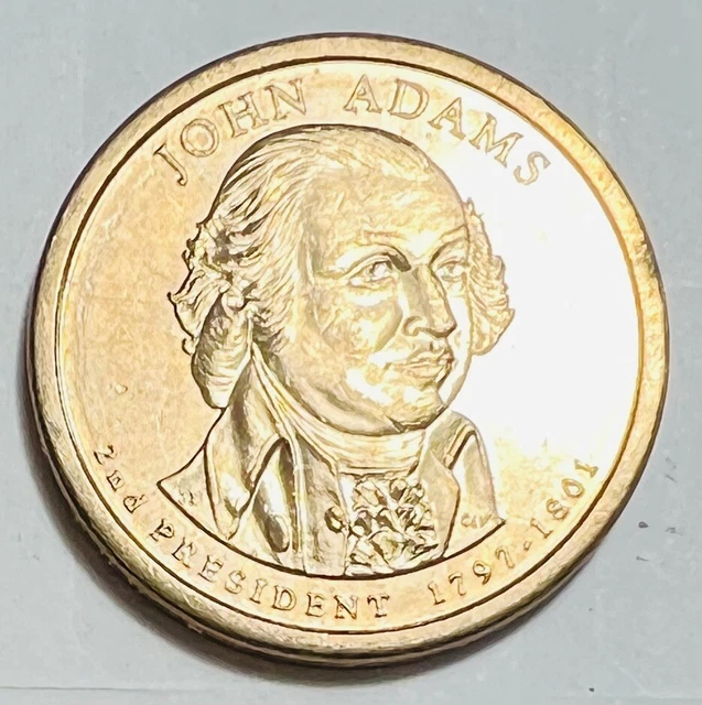 2007 JOHN ADAMS $1 One Dollar Golden Colored Presidential Coin 2nd ...