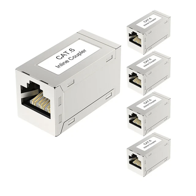 5 PACK RJ45 Cat5e Cat5 Cat6 Coupler Ethernet Inline Female to Female ...