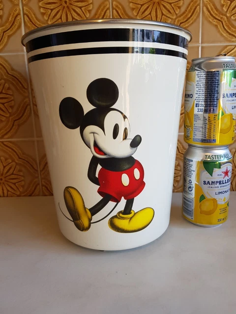 WALT DISNEY MICKEY MOUSE Trash Can Waste Paper Basket / Bin - Metal ...