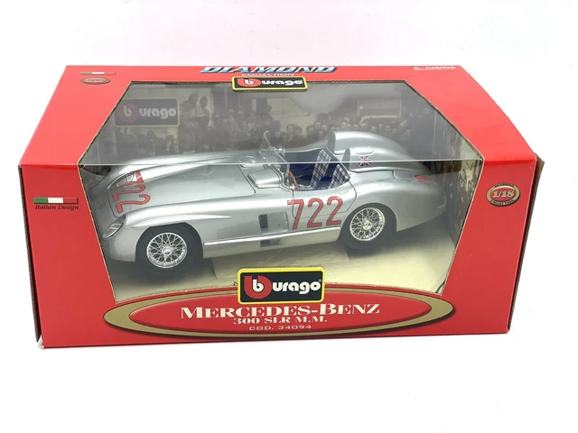 VINTAGE RARE BURAGO BBURAGO 1/18 Scale MERCEDES BENZ 300 SLR MM BOXED# ...