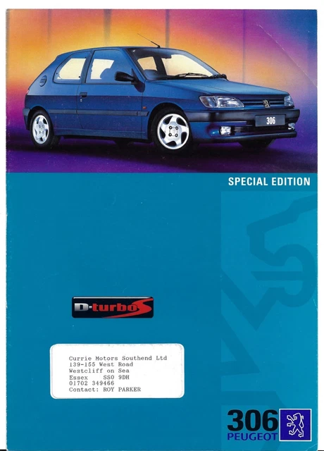 PEUGEOT 306 DTURBO S Limited Edition 1995-96 UK Market Sales Brochure £ ...