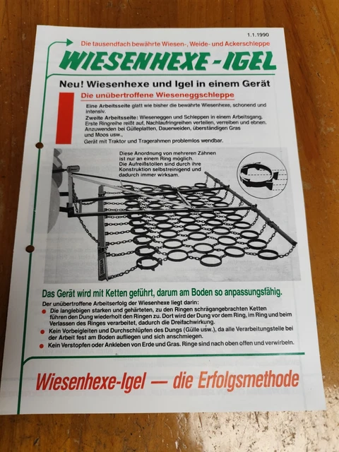 WIESENHEXE IGEL EGGE Anbaugerät Traktor schlepper tractor prospekt ...