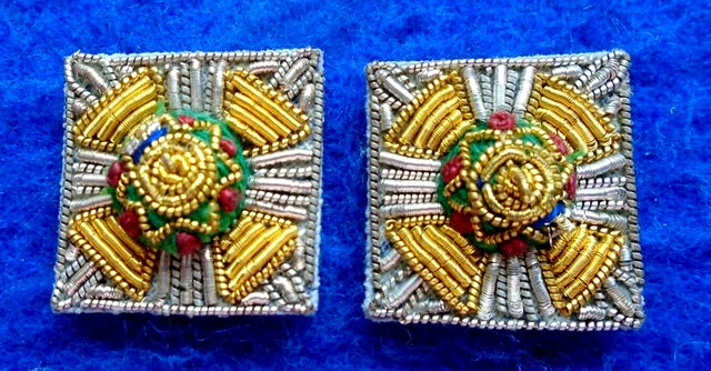PAIR BRITISH ARMY Officers Mess Dress Silver Bullion Rank Pips, British ...