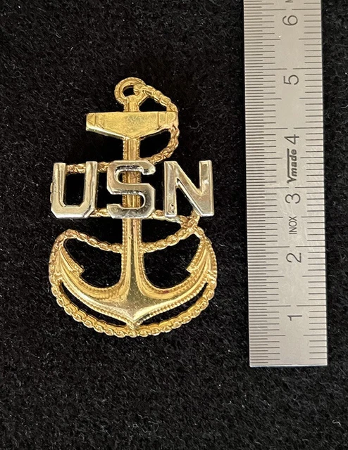 WW2 US NAVY Chief Petty Officer Combination Cap Anchor Badge - Acid ...