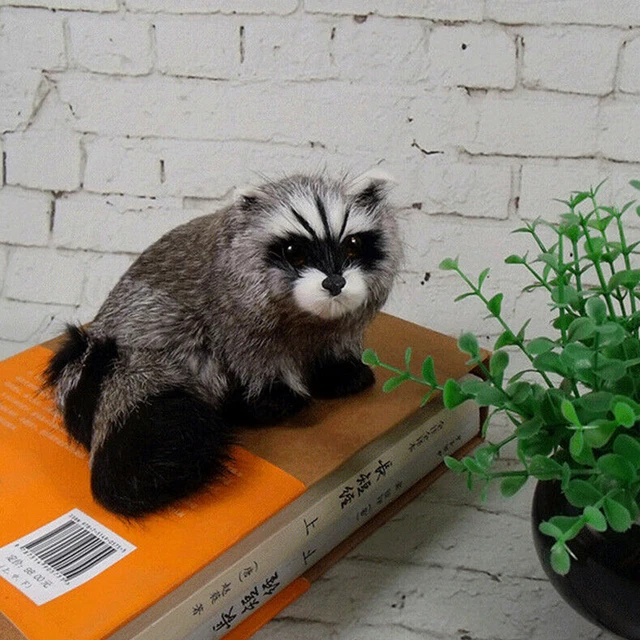 REALISTIC RACCOON LIFELIKE Plush Toy Doll Model Cute Furry Animal Decor ...