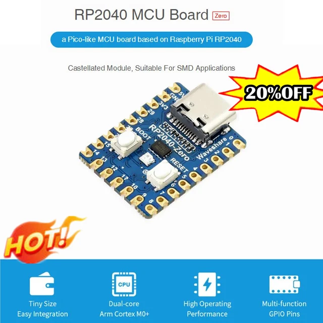 RASPBERRY PI RP2040-ZERO Microcontroller PICO Development Board RP2040 ...