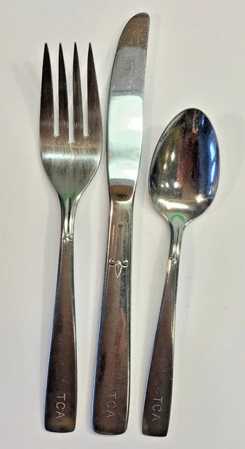 TCA TRANS CANADA Airlines knife/fork/spoon set (1960s) Oneida Stainless ...