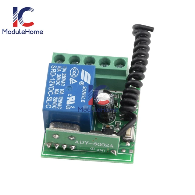DC12V 1CHANNEL WIRELESS Relay RF 433Mhz Remote Control Switch Receiver ...