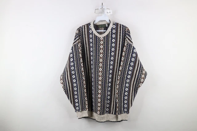 VINTAGE 90S COOGI Style Mens XL Ed Bassmaster Rainbow Fair Isle Knit ...
