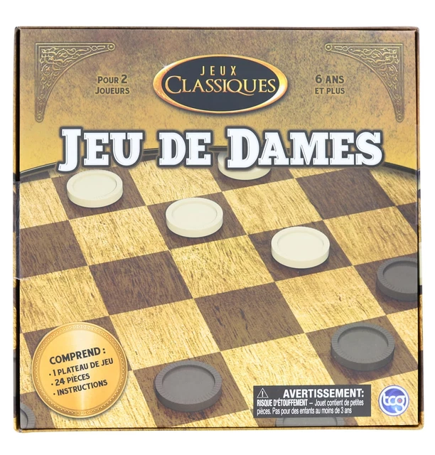 ENSEMBLE DE DAMIERS en bois classiques Games | Planche et 25 pièces de ...
